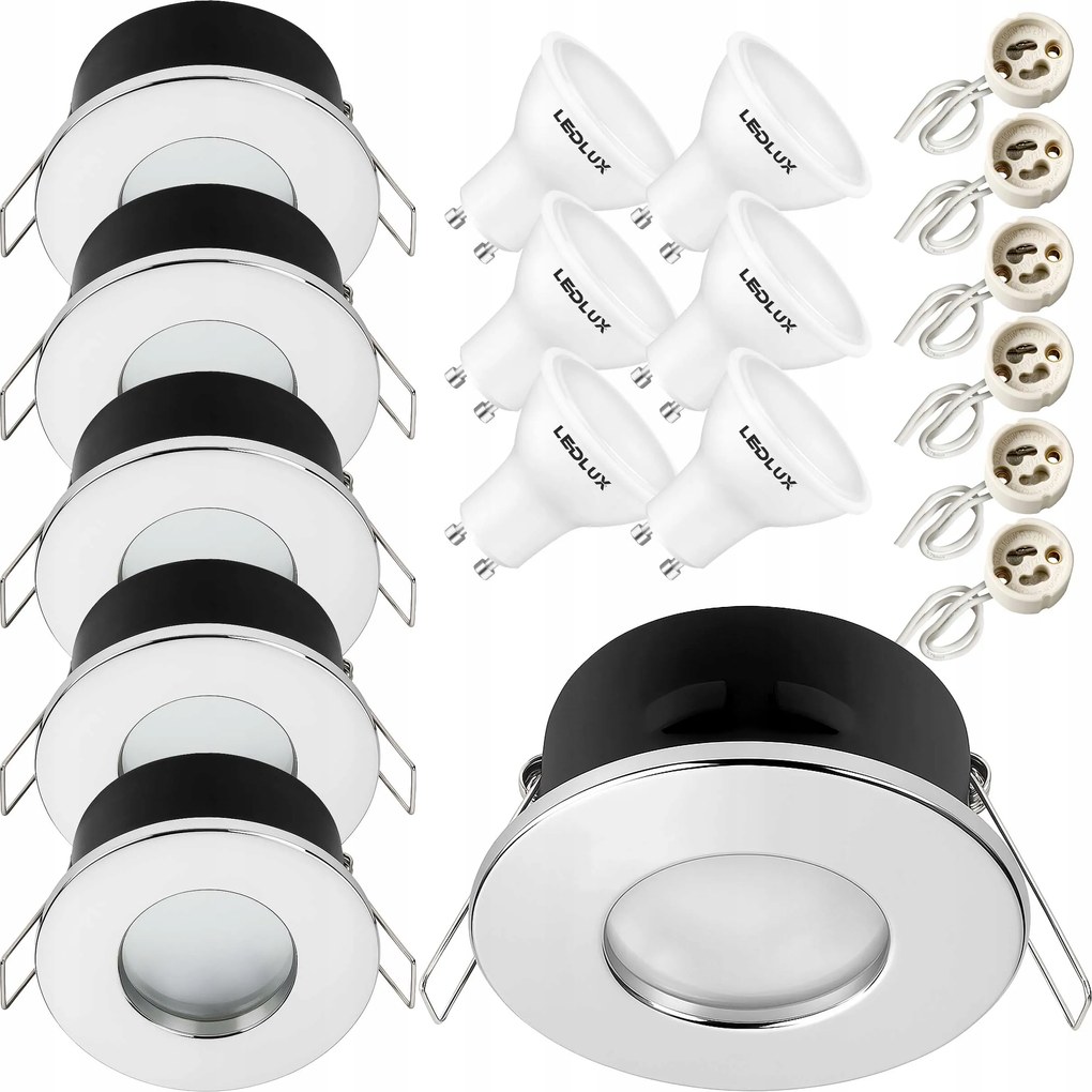 6x Hermetické stropní halogenové svítidlo IP44 Led GU10 12W podbití