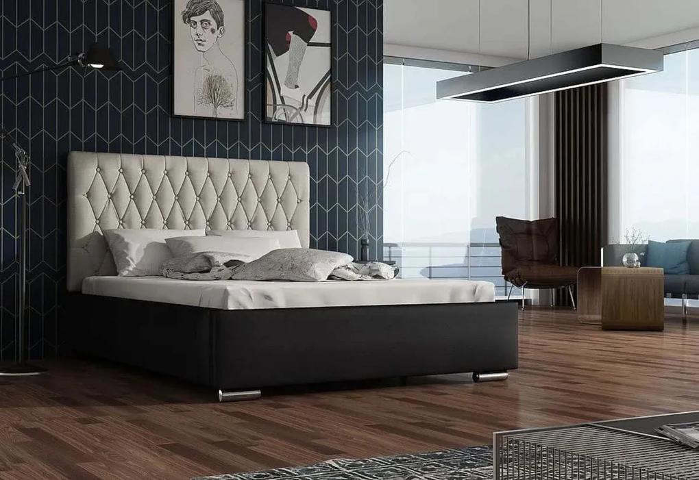 Čalouněná postel REBECA + rošt + matrace, Siena06 s knoflíkem/Dolaro08, 180x200