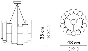 Slamp La Lollo Pewter white suspension M, designové závěsné svítidlo, 40W LED 2700K stmívatelné, průměr 48cm