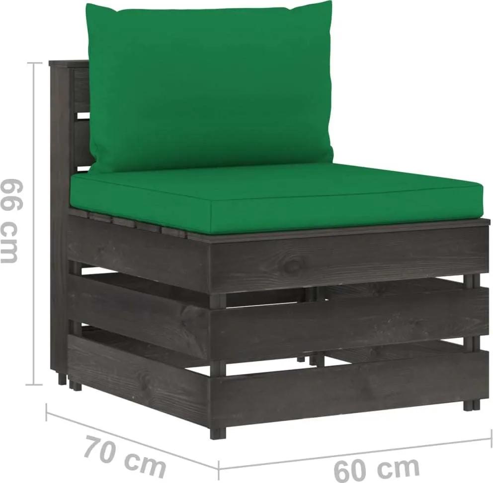 vidaXL 5dílná zahradní souprava s poduškami zeleně impregnované dřevo [3068257] Barva: Zeleno-šedý