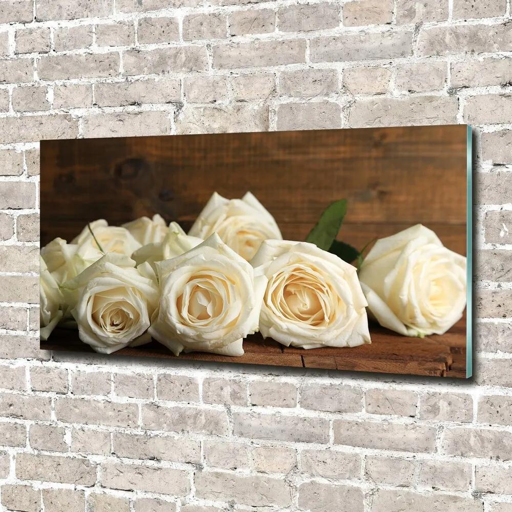 Wallmuralia Foto obraz sklo tvrzené Bílé růže 140x70 cm