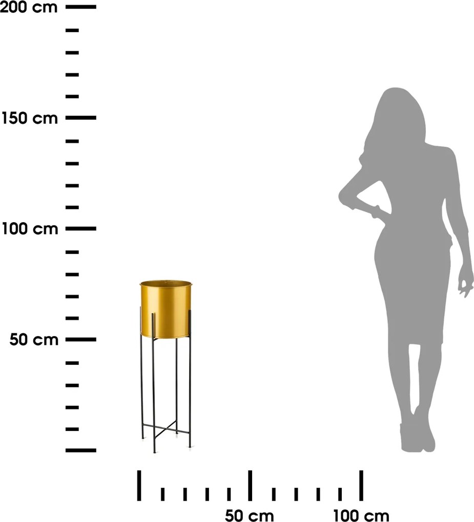 KOVOVÝ KVĚTINÁČ SE STOJÁNEM GLAMOUR 75X24 CM ZLATÁ/ČERNÁ