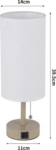 Brilagi - Stolní lampa s USB portem TABLON 1xE27/25W/230V béžová/bílá
