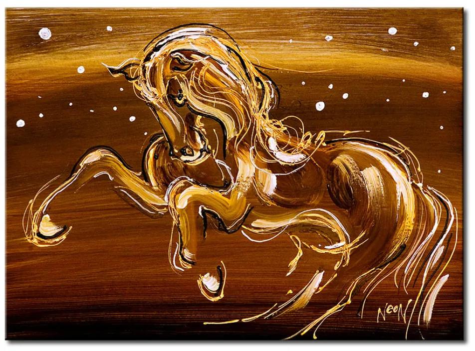 Obraz Světelný rumak (1dílný) - hnědá fantazie s přírodou a koněm