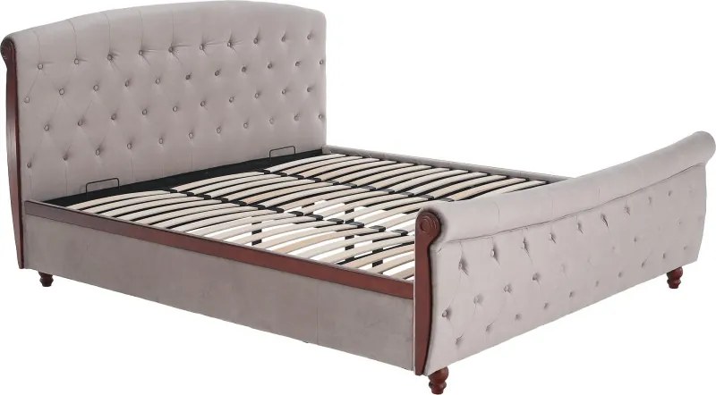 Postel s roštem, 180x200, šedohnědá Taupe Velvet látka, BARETO Kondela 0000402151