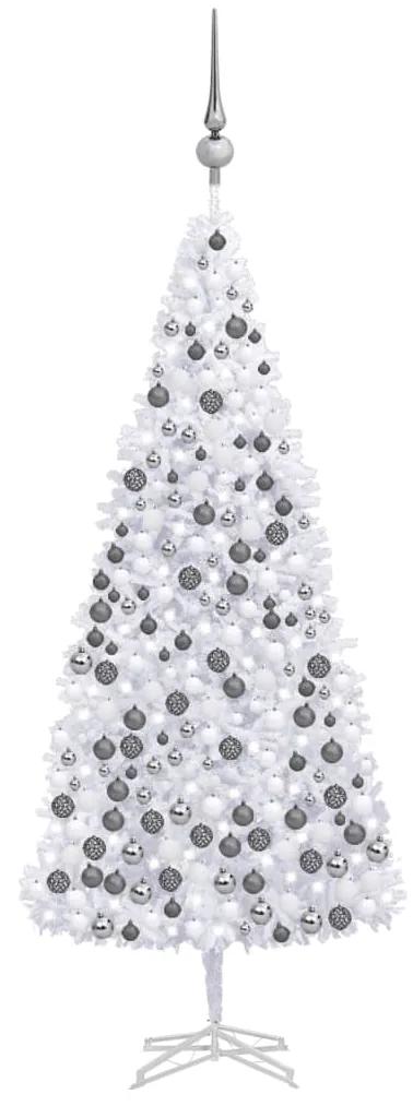 3077889 vidaXL Umělý vánoční stromek s LED diodami a sadou koulí 500 cm bílý