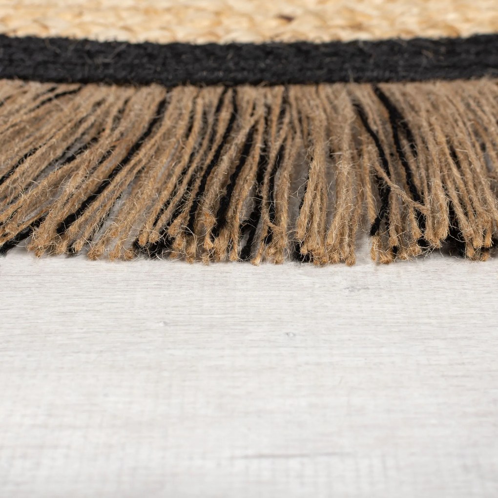 Flair Rugs, Kusový koberec Kahana Black kruh, 180x180 (průměr) kruh, béžová, chodba / předsíň