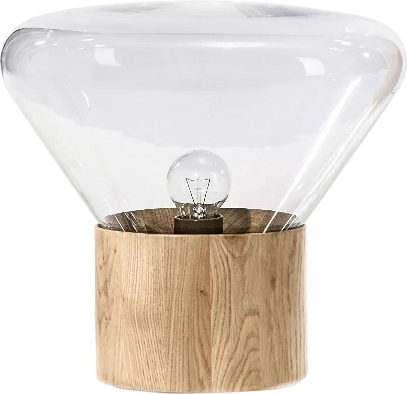 Výprodej Brokis designové stolní lampy Muffins (výška - 26 cm, podstavec - dub přírodní, sklo - transparentní)