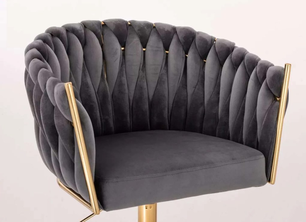 LuxuryForm DESIGN Otočná židle NORDEN VELUR na zlatém talíři - tmavě šedá