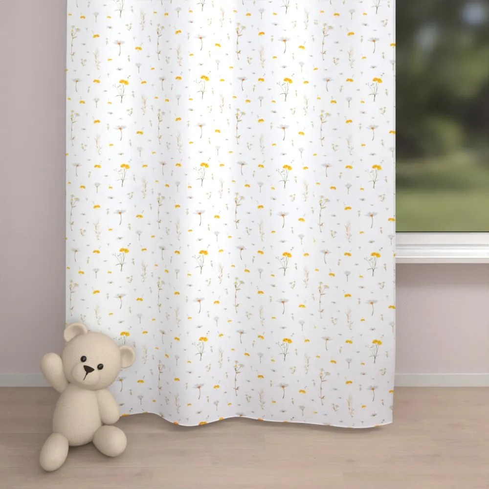 Biante Dětský bavlněný závěs Sandra SA-497 Žluté bylinky na bílém 150x220 cm