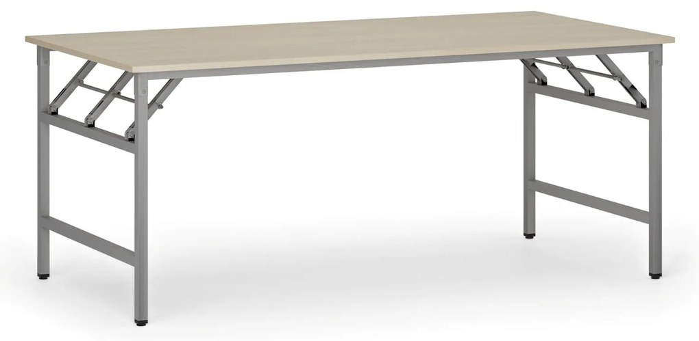 Konferenční stůl FAST READY, 180x90 cm, šedostříbrná podnož, bříza