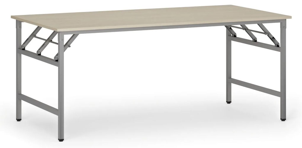 Konferenční stůl FAST READY, 180x90 cm, šedostříbrná podnož, bříza