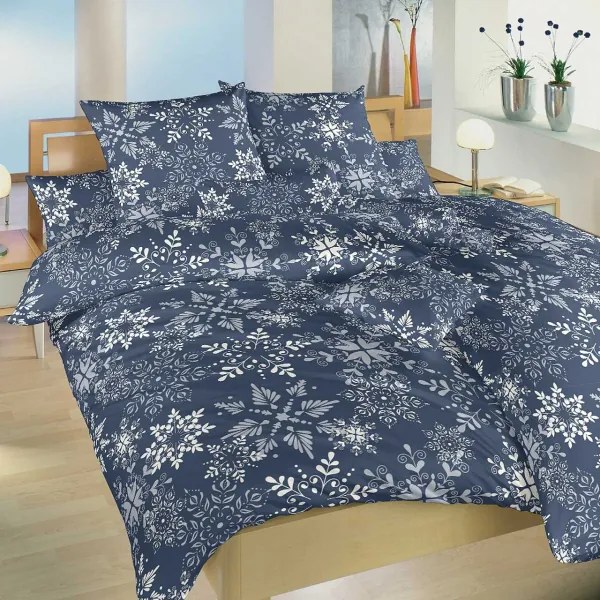 Dadka Povlak na polštář bavlna Snowflakes tmavě modré  70x90 cm