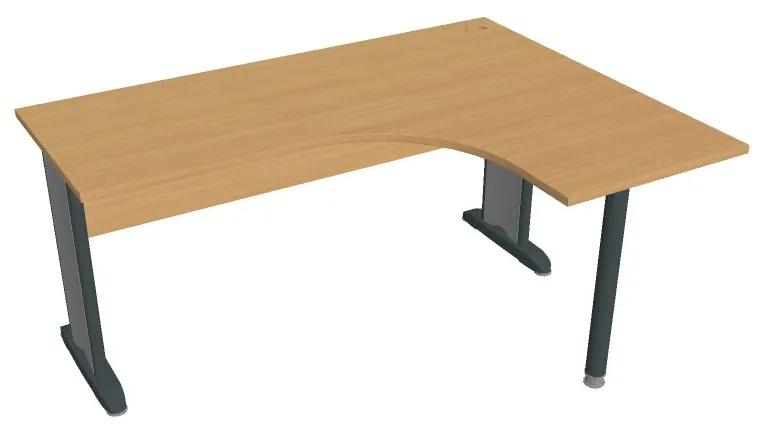 Stůl ergo oblouk levý 160×120/60 cm - Hobis Cross CE 60 L Dekor stolové desky: buk, Dekor lamino podnože: buk, Barva nohou: černá