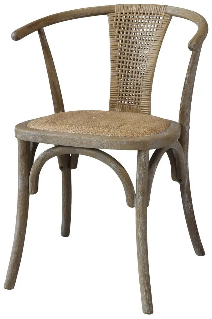 Přírodní dřevěná židle s výpletem a opěrkami Old French chair - 50*45*79 cm
