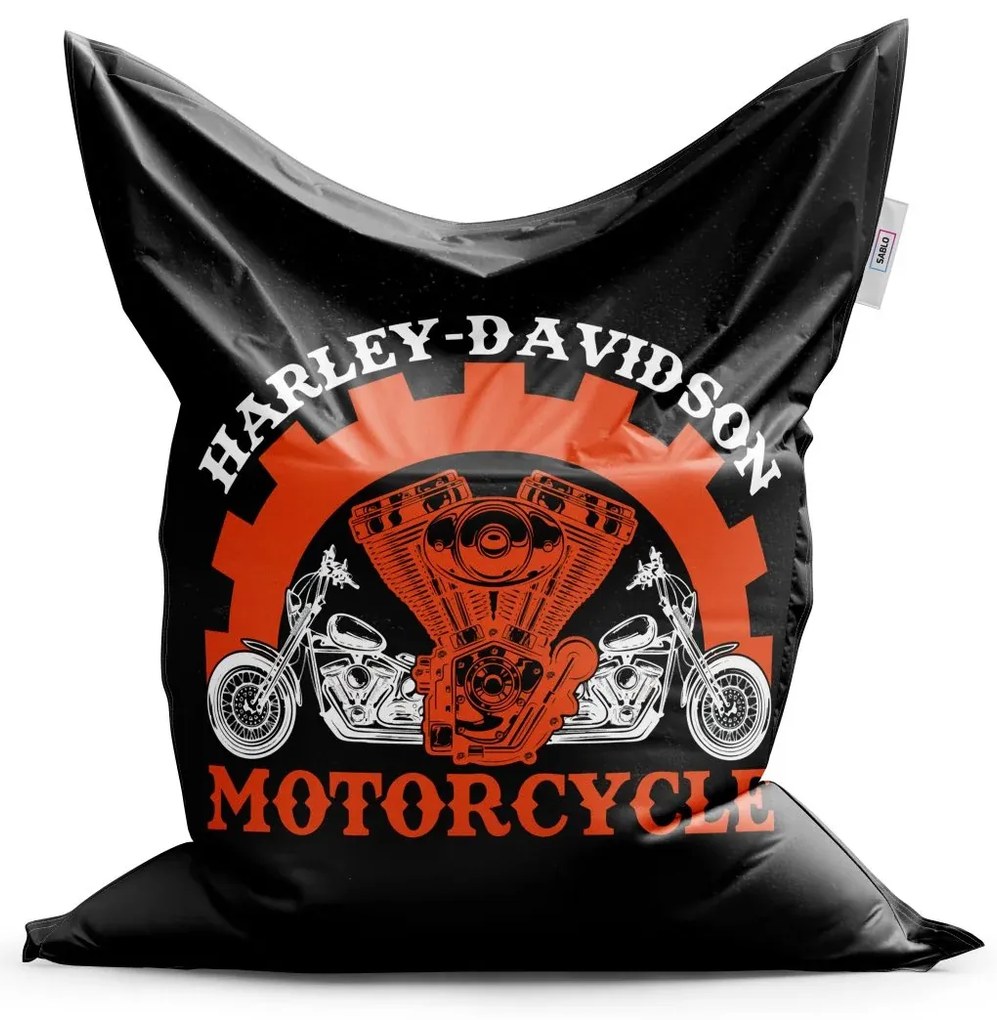 Sablio Sedací vak Harley-Davidson motor Černé pozadí - 200x140 cm
