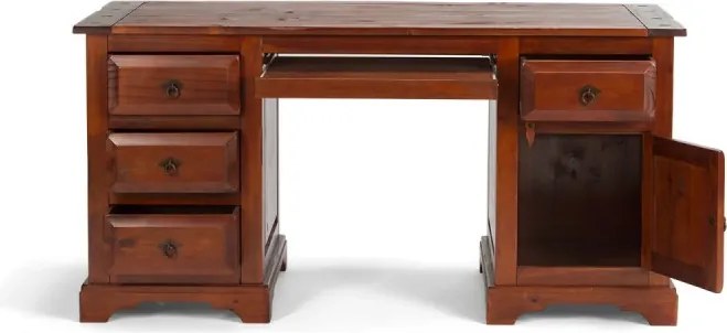 furniture-nabytek.cz - Masivní psací stůl Catana z borovice, lakovaný, hnědý – 160×70×78 cm