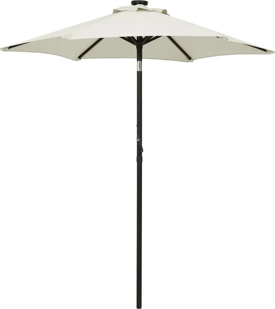 Zahradní slunečník s LED osvětlením pískový 200 x 211 cm hliník 313557
