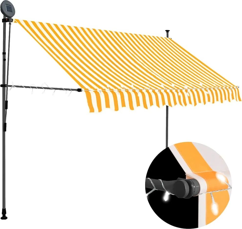 vidaXL Ručně zatahovací markýza s LED světlem 250 cm bílo [145865] Barva: Oranžová