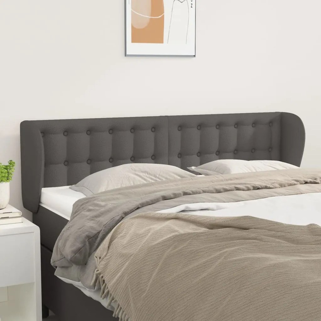 Čelo postele typu ušák šedá 147x23x78/88 cm umělá kůže 3117238