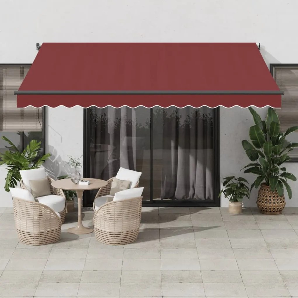 Ručně zatahovací markýza s LED světly burgundská 400 x 350 cm 3214999