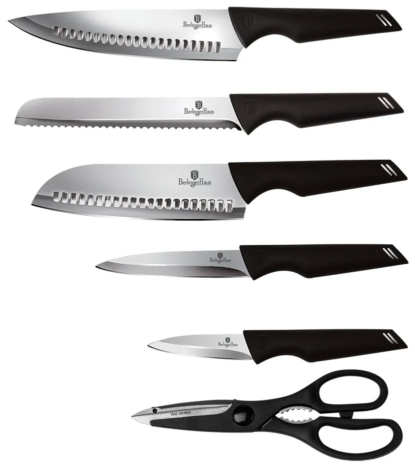 7dílná sada kuchyňských nerezových nožů se stojanem BLACK 20474