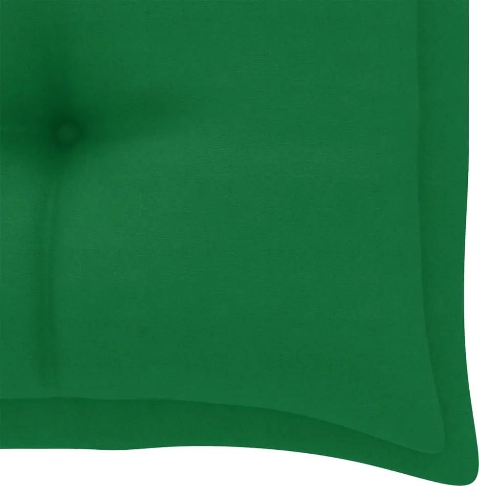 vidaXL Zahradní lavice s poduškou 112 cm masivní teak [3062669] Barva: Zelená