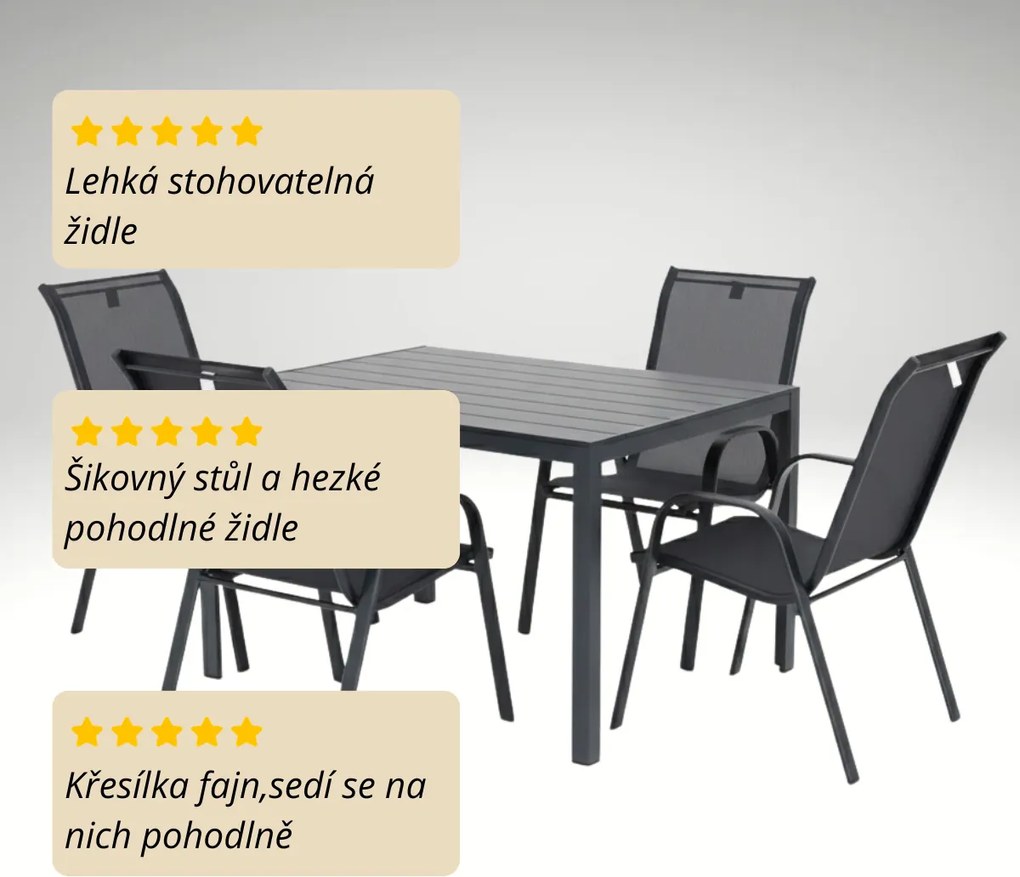 Vikio Venkovní malý zahradní set 90x90 pro 4 osoby DK301 antracit