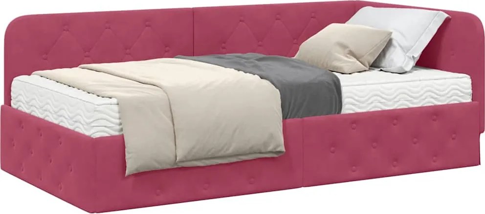 Rohový rám postele Víno Červené 90 x 190 cm samet 3394076