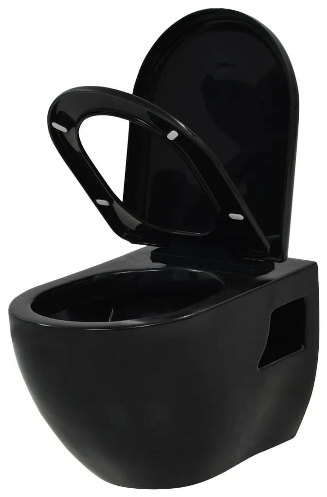 Závěsná toaleta s podomítkovou nádržkou keramická černá,  3054479