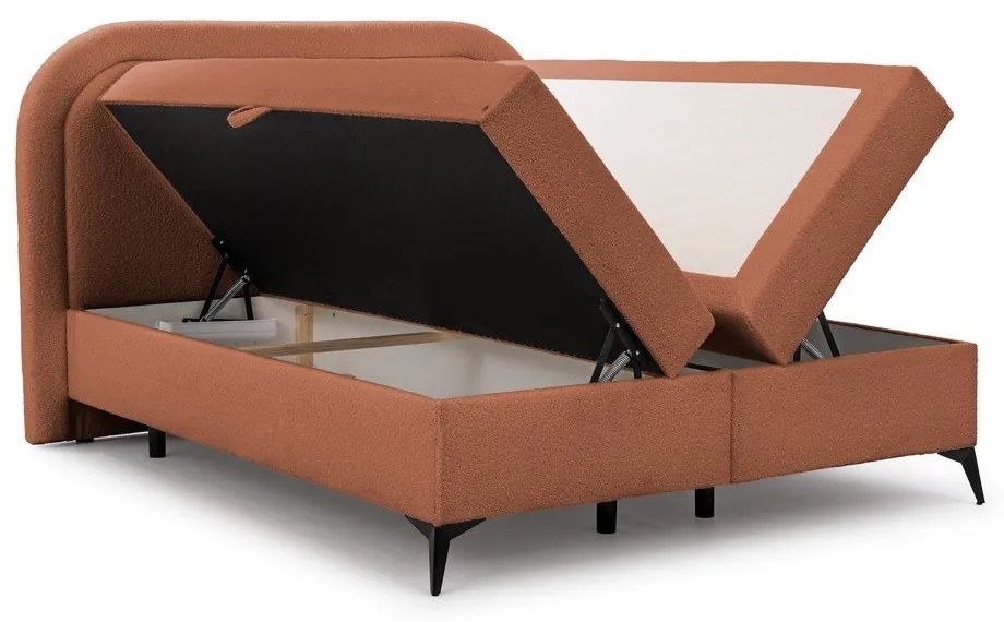 Oranžová boxspring postel s úložným prostorem 180x200 cm Ornes – Ropez