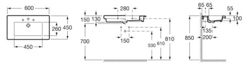 Roca A327546000 - Závěsné umyvadlo PRISMA 60x45 cm keramika/bílá