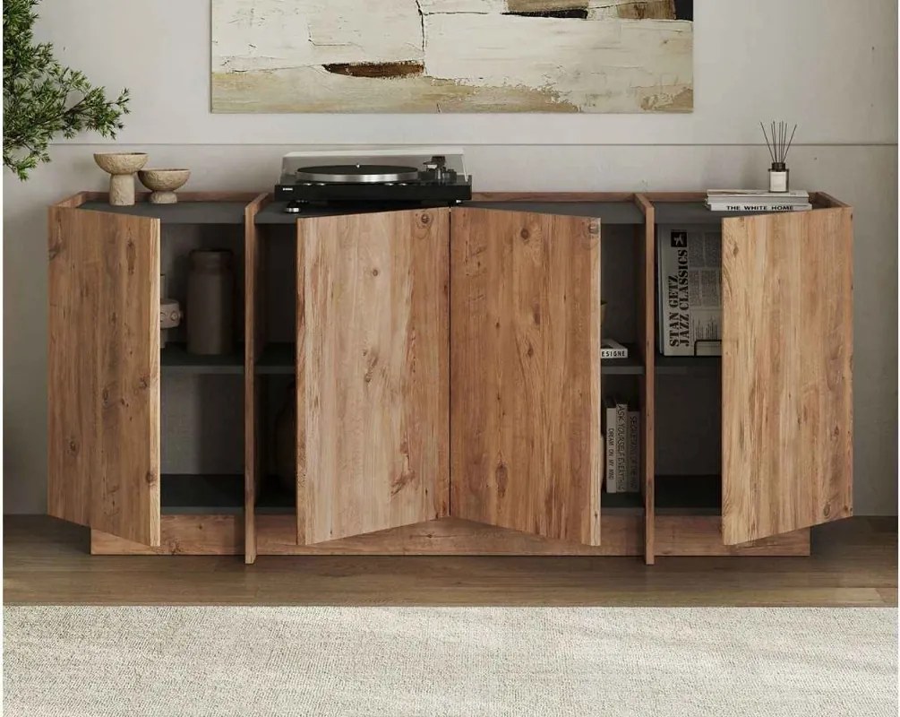 Designová komoda Radegund 180 cm atlantská borovice / antracitová