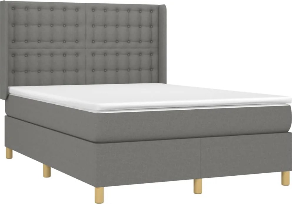 Box spring postel s matrací tmavě šedý 140 x 190 cm textil 3132306