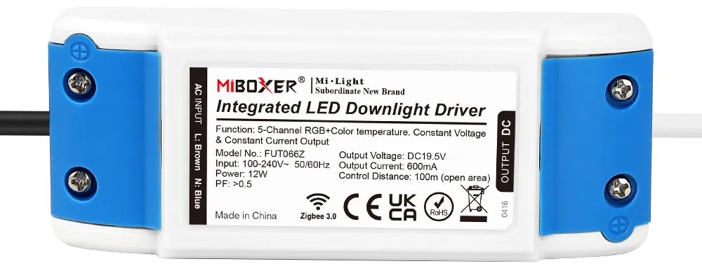 Miboxer LED zápustné svítidlo RGB+CCT Mi-light, 12W, Zigbee 3.0, FUT066Z