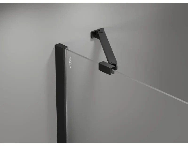 Mexen Otvor pro sprchové dveře MIST (1d+1s) 100x200 cm 6mm černý, mřížka, levý, 8A4-100-000-70-77-L