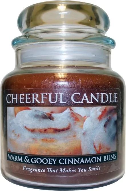 Cheerful Candle Vonná svíčka ve skle Skořicový Mls - Warm & Gooey Cinnamon Buns, 16oz