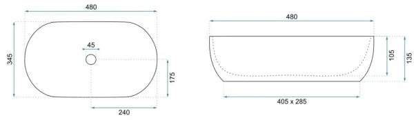 REA-U5060 - Umyvadlo na desku AMELIA 34,5x48 cm keramika/dekor dřeva