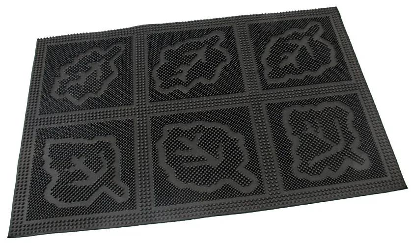 Gumová vstupní kartáčová rohož Leaves - Squares - 60 x 40 x 0,7 cm