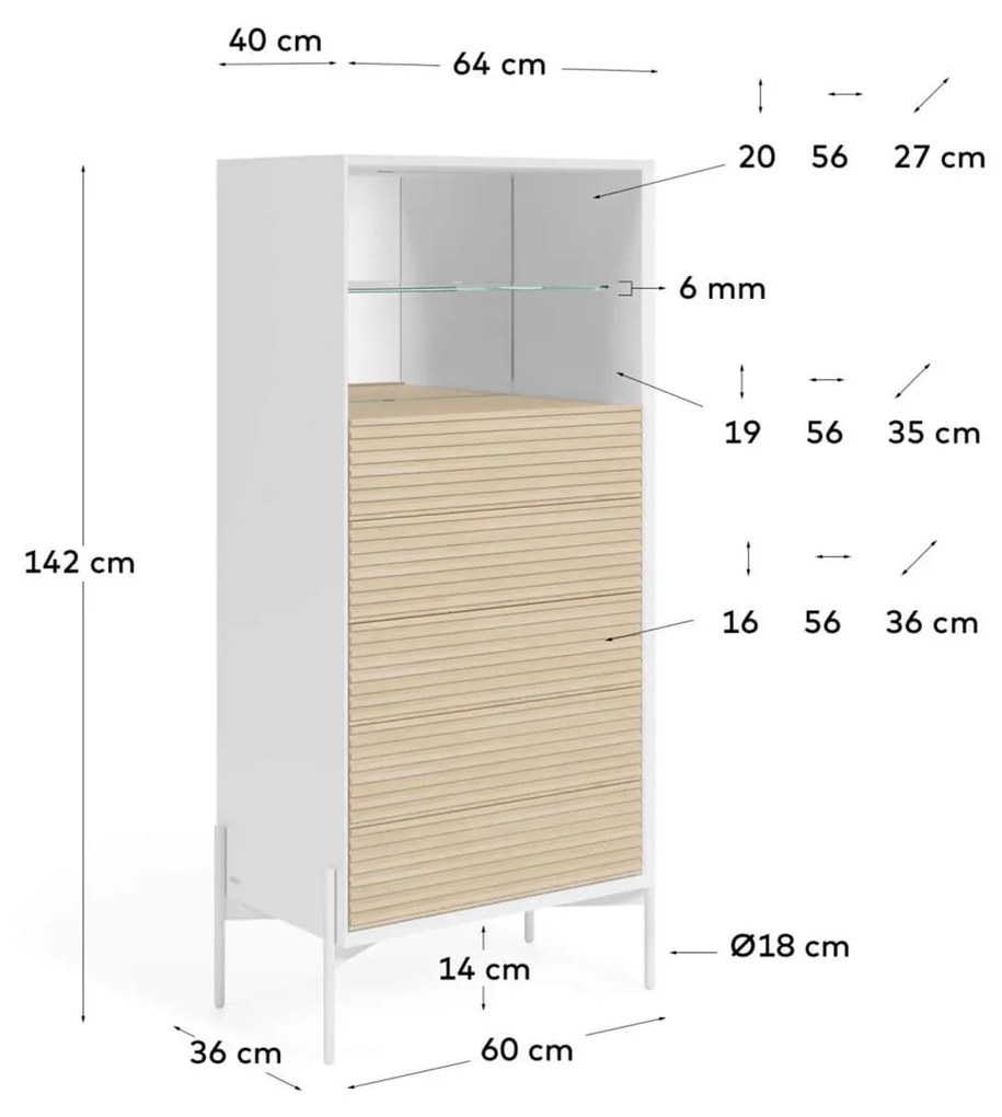 Skříň ellier 64 x 142 cm přírodní MUZZA