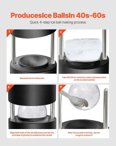 Sada na lisování ledových koulí Výrobník 60 mm průhledné koule do whisky
