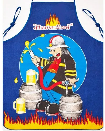 Kuchyňská zástěra - hasič modrá