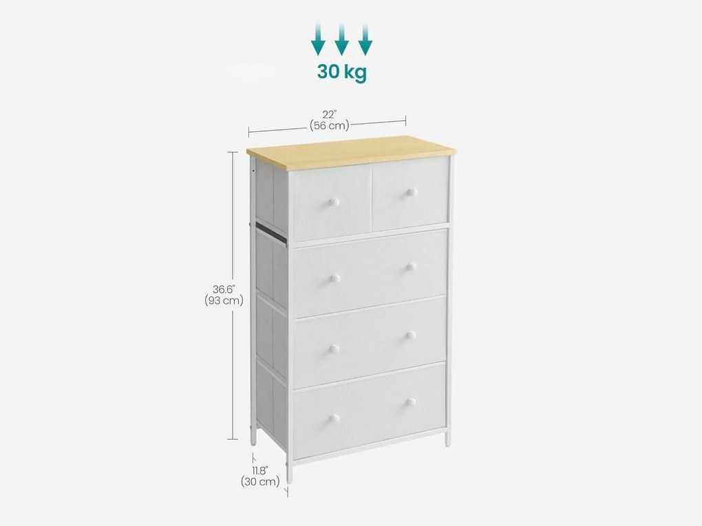 Komoda se zásuvkovými boxy HALLY 53x93 cm, dub/bílá