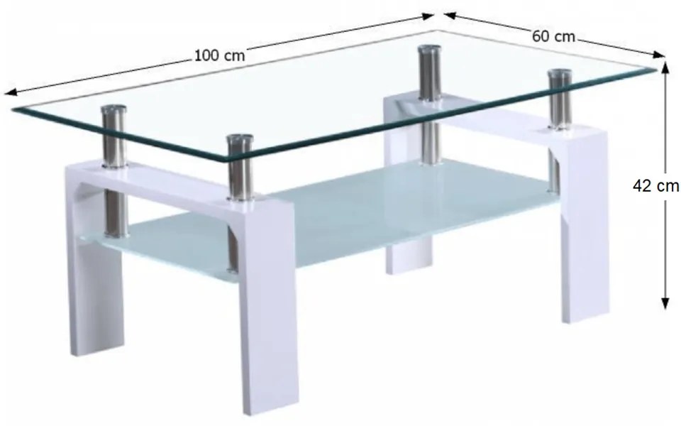 Kondela Konferenční stolek, bílá extra vysoký lesk HG / sklo, LIBOR 2 NEW