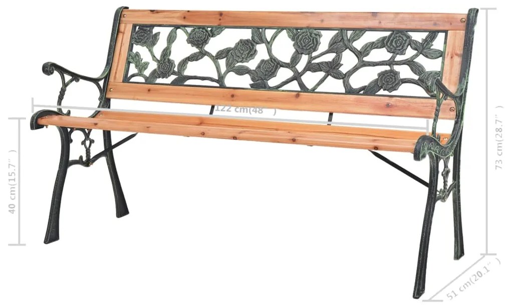 Zahradní lavice 122 cm dřevěná - Default Title