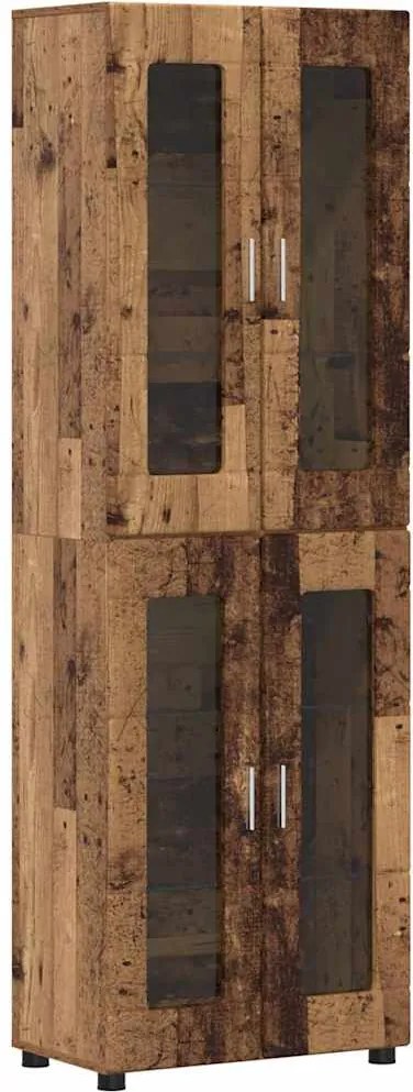Vysoký bufet FLORIN 60 x 35 x 182 cm Staré dřevo 3397912