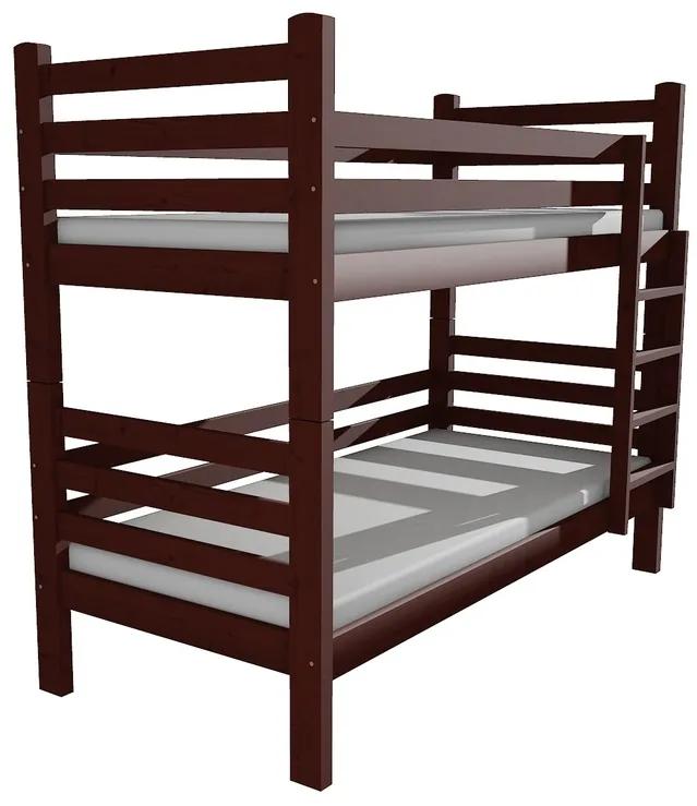 Vomaks Patrová postel M 007 NEW* 80 x 180 cm surové dřevo 90 cm (+10 cm vsuvky mezi lůžky a prodloužený žebřík)