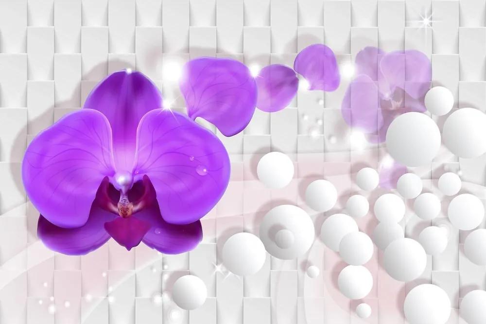 Samolepící tapeta orchidej na abstraktním pozadí - 150x100 cm