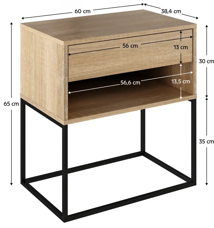 Kondela Noční/příruční stolek, dub sonoma/černá, ARTI TYP 2