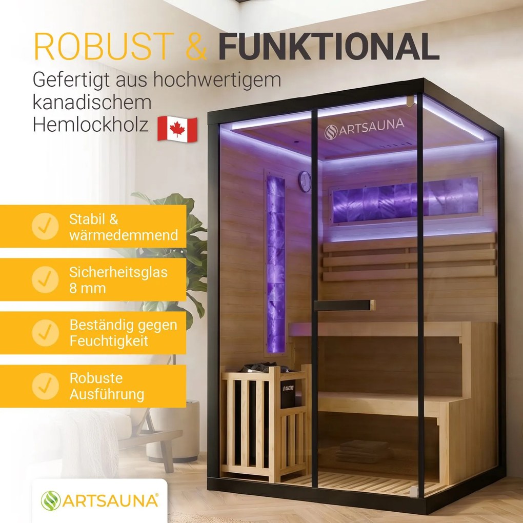 Artsauna Finská sauna Vantaa, černá Velikost: 175 cm